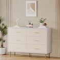 6 Drawer Dresser Modern White Chest of Drawers with Gold Legs and ...