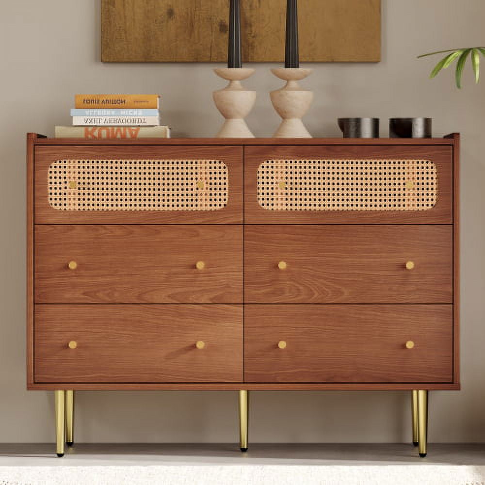 6 Drawer Dresser, Modern Wood Console Table for Bedroom with Wide ...