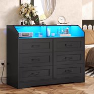 Afuhokles 6 Drawers Dresser with LED Lights and Charging Station ...