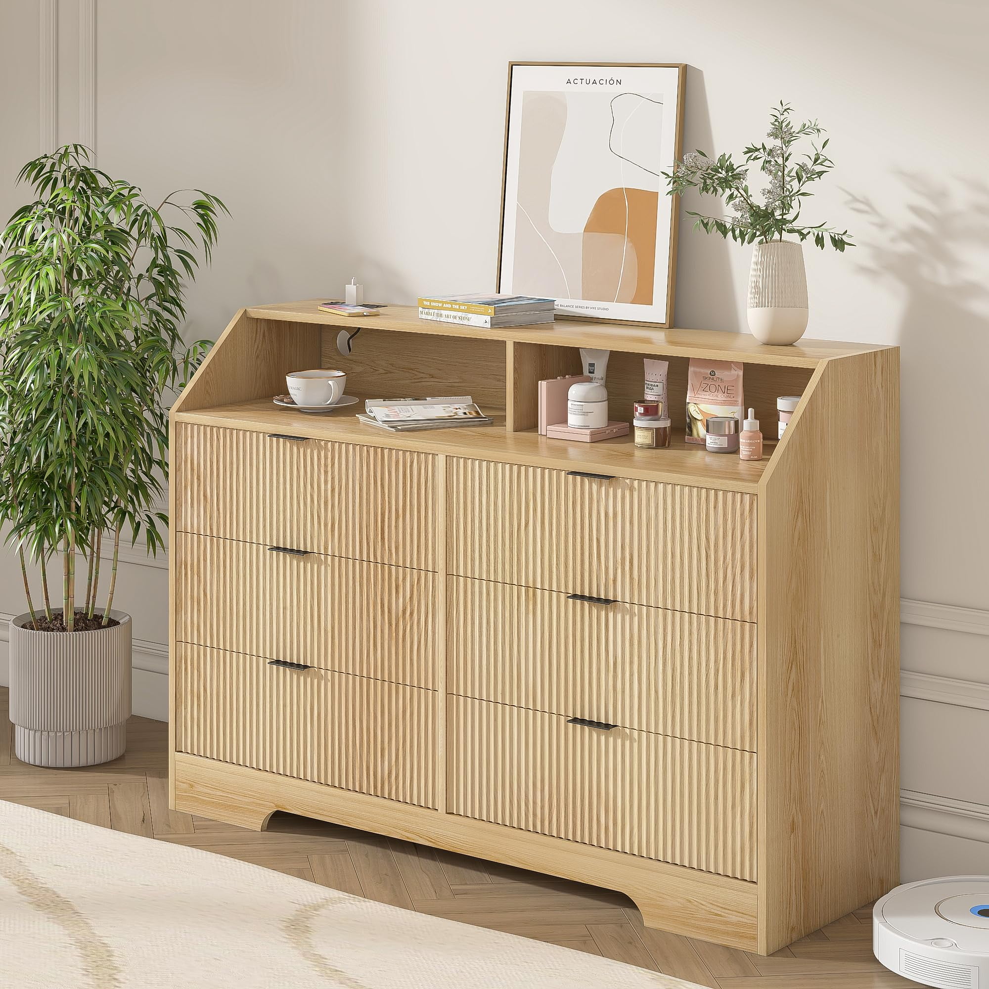 6 Drawer Dresser, Double Dresser, Chest of 6 Drawers with Storage ...