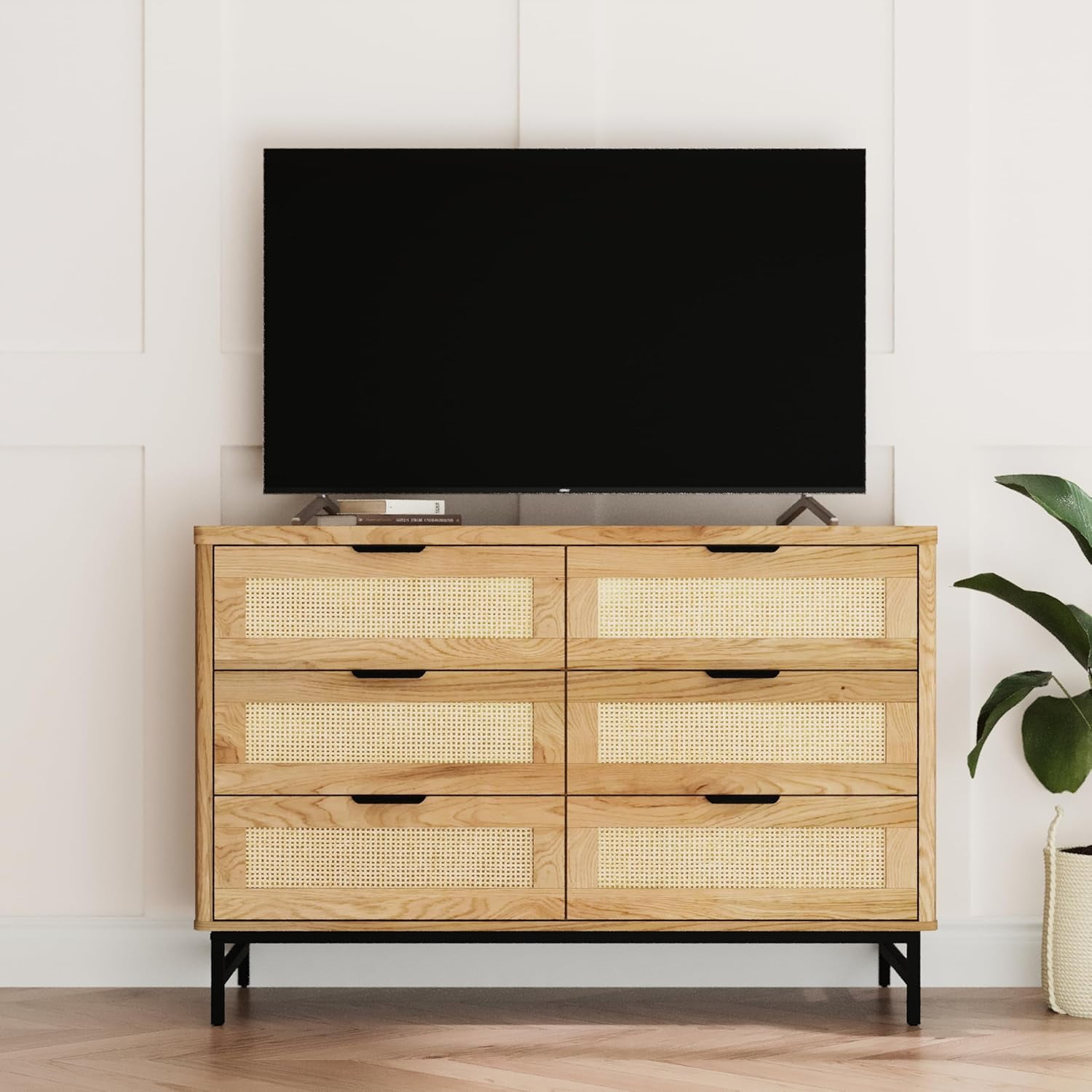 6-Drawer Dressers,Dresser Vertical Storage Tower for Bedroom, Rattan ...