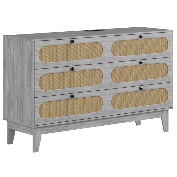 JULY'S SONG 6 Drawer Dresser with Smooth Curved Edges, Handless Wood ...