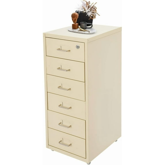 6 Drawer File Cabinet with Lock, Metal Vertical Filing Cabinet w/4 ...