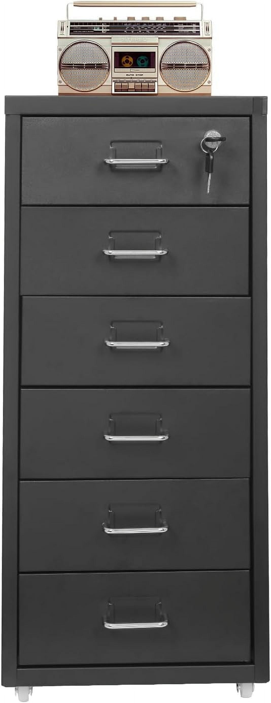 6 Drawer File Cabinet with Lock, Metal Vertical Filing Cabinet w/4 ...