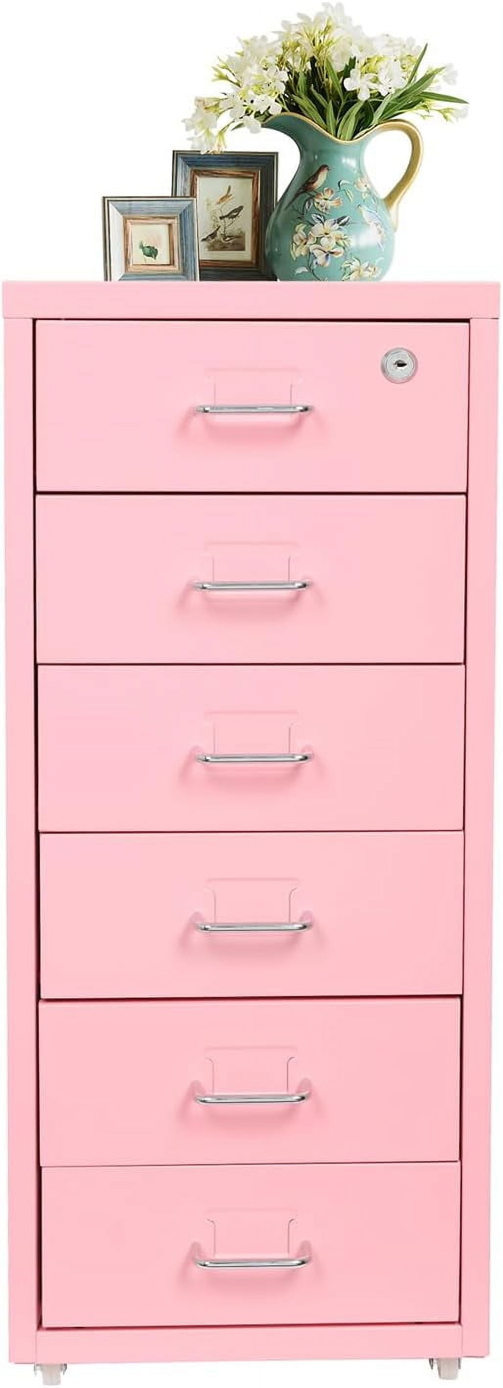 6 Drawer File Cabinet with Lock, Metal Vertical Filing Cabinet w/4 ...