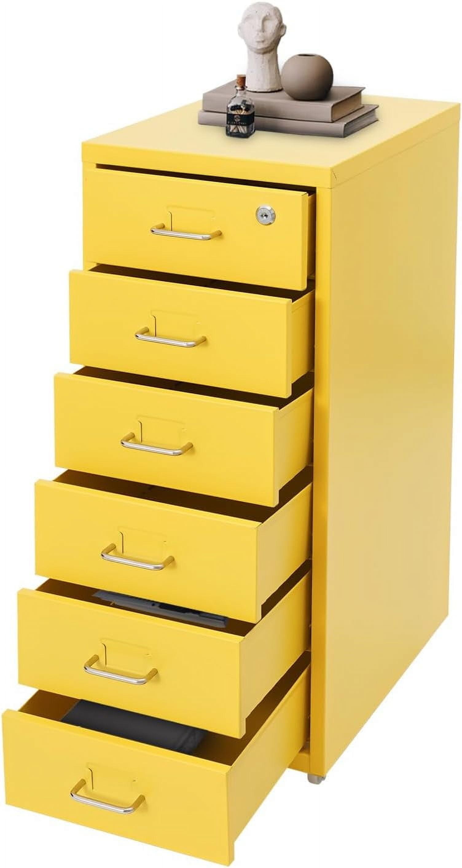 6 Drawer File Cabinet with Lock, Metal Vertical Filing Cabinet w/4 ...