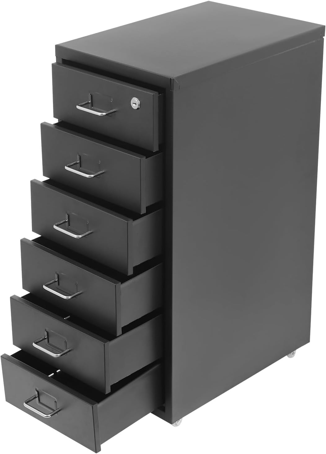 6 Drawer File Cabinet with Lock and Wheels, Vertical Metal File Cabinet ...