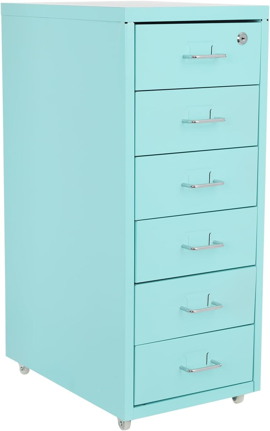 6 Drawer Mobile File Cabinet,Vertical File Cabinet with Lock, Metal ...