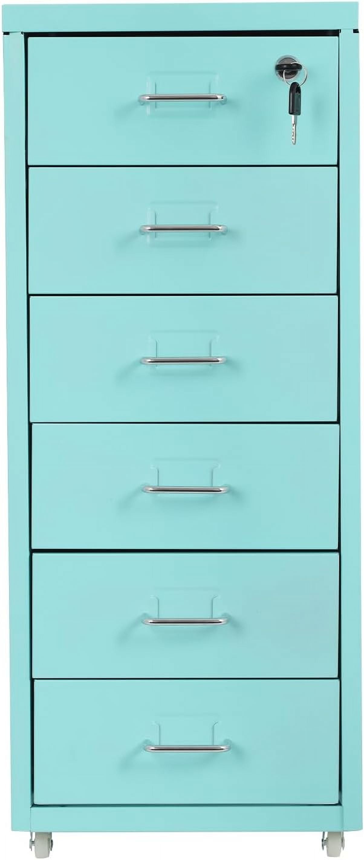 6 Drawer Mobile File Cabinet Vertical File Cabinet with Wheels Metal ...