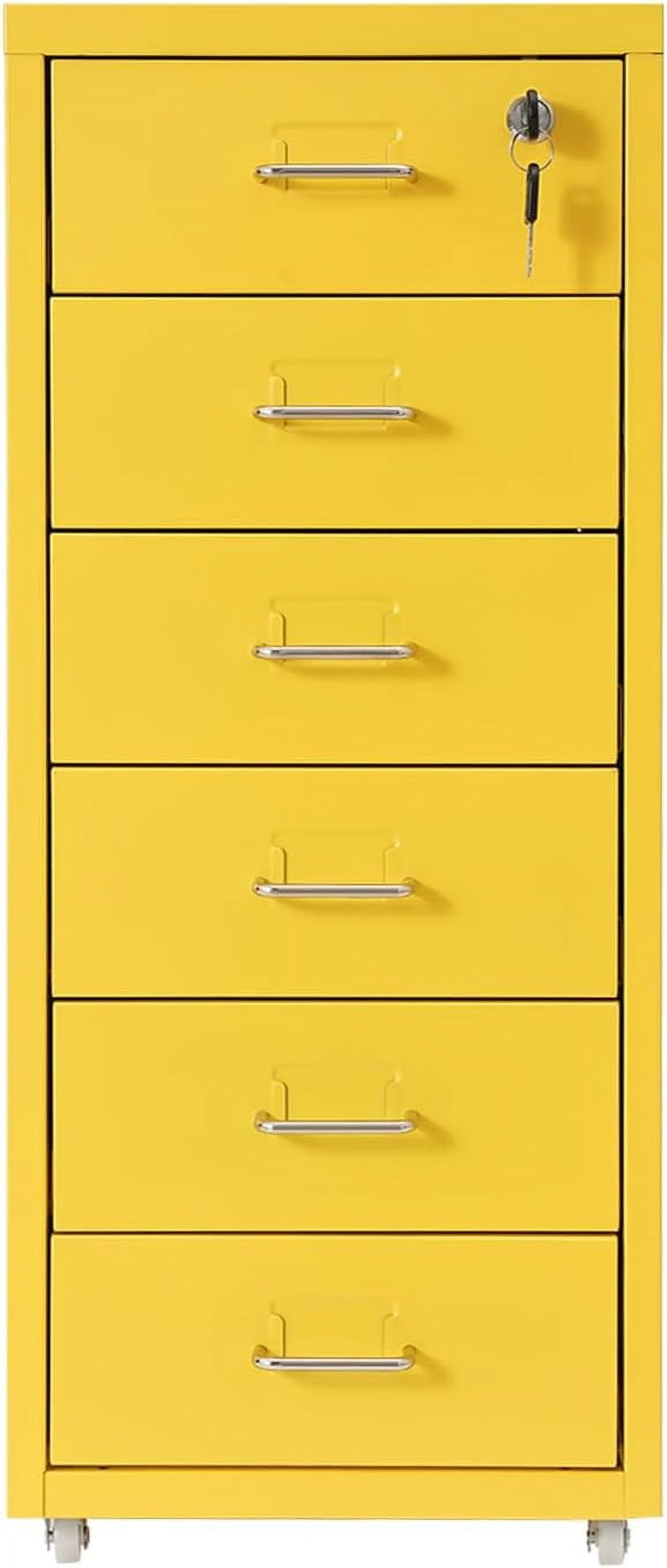 6 Drawer Mobile File Cabinet Vertical File Cabinet with Wheels Metal ...