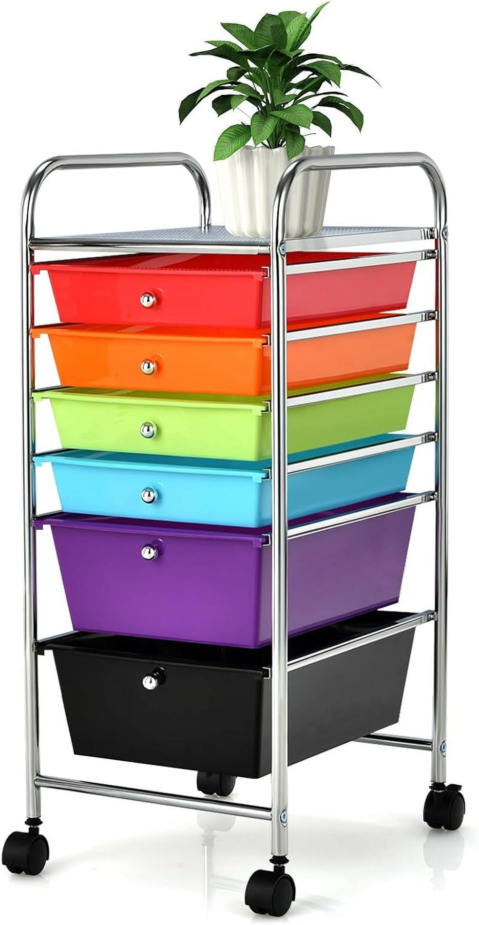6-Drawer Organizer Cart, Mobile Utility Storage Cart with Removable ...