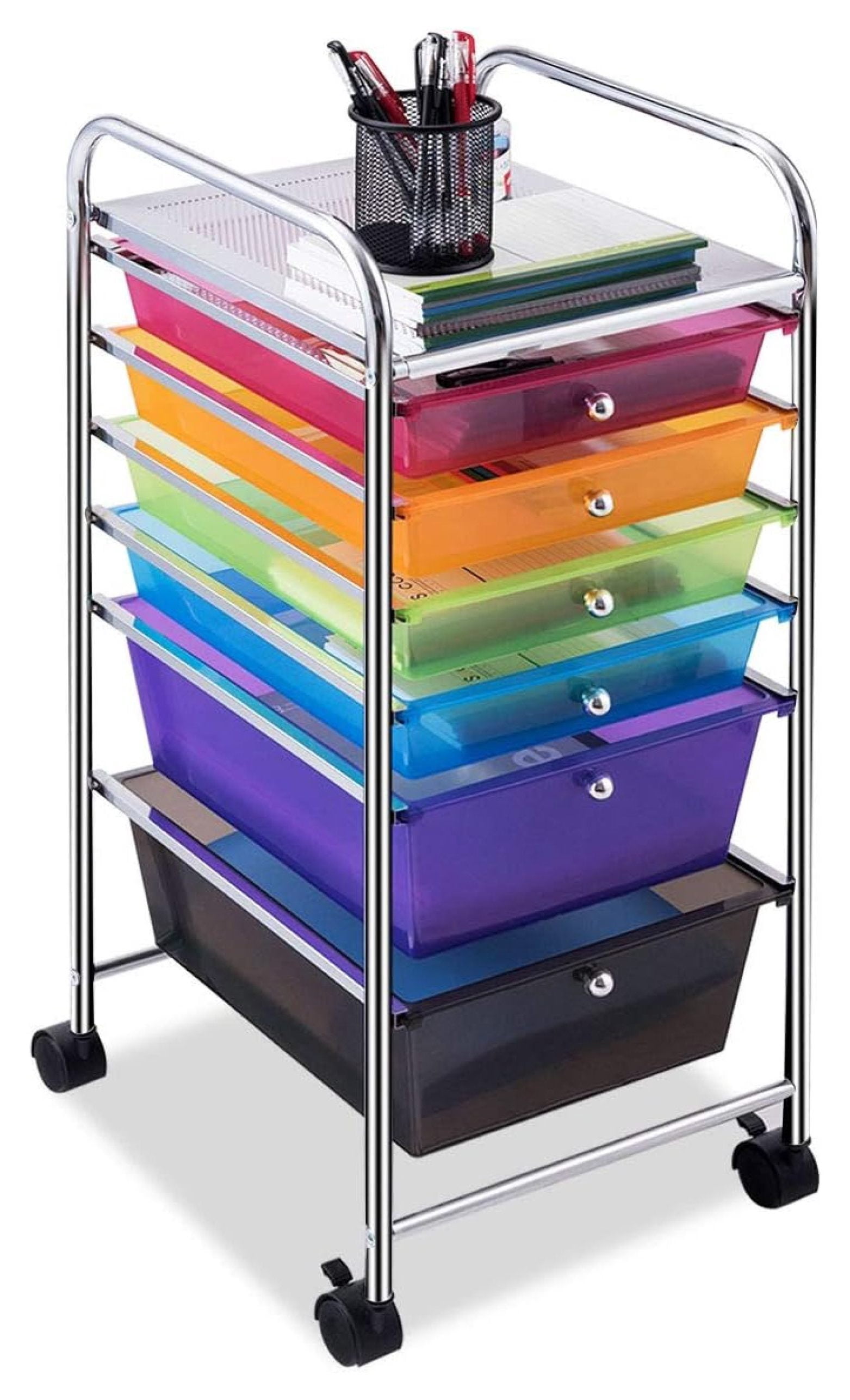 6-Drawer Organizer Cart Tools, Mobile Utility Storage Cart with ...