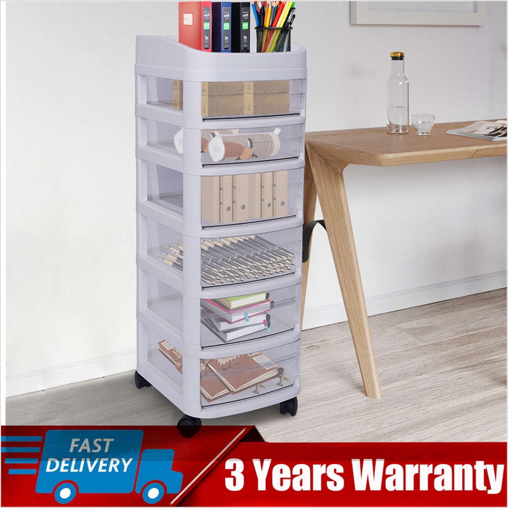 6-Drawer Organizer Plastic Rolling Storage Cart Whit Trolley Cabinet w ...