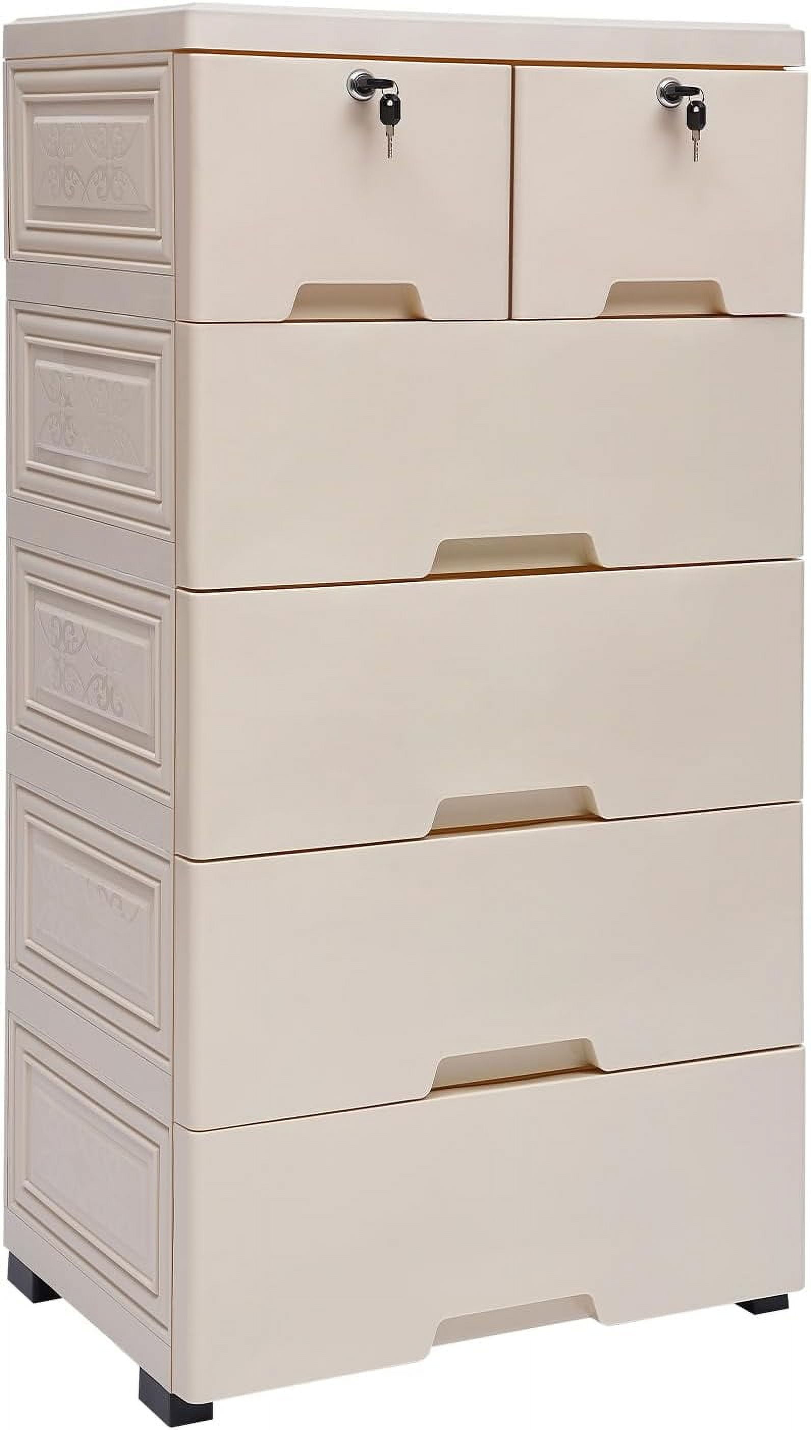 6 Drawer Plastic Storage Cabinet - 20" Wide Dresser Organizer - Closet ...