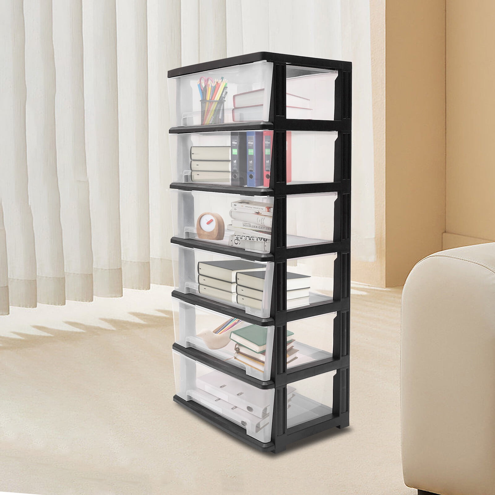 6-Drawer Plastic Storage Cart, Rolling Storage Cart with 6 Tiers ...