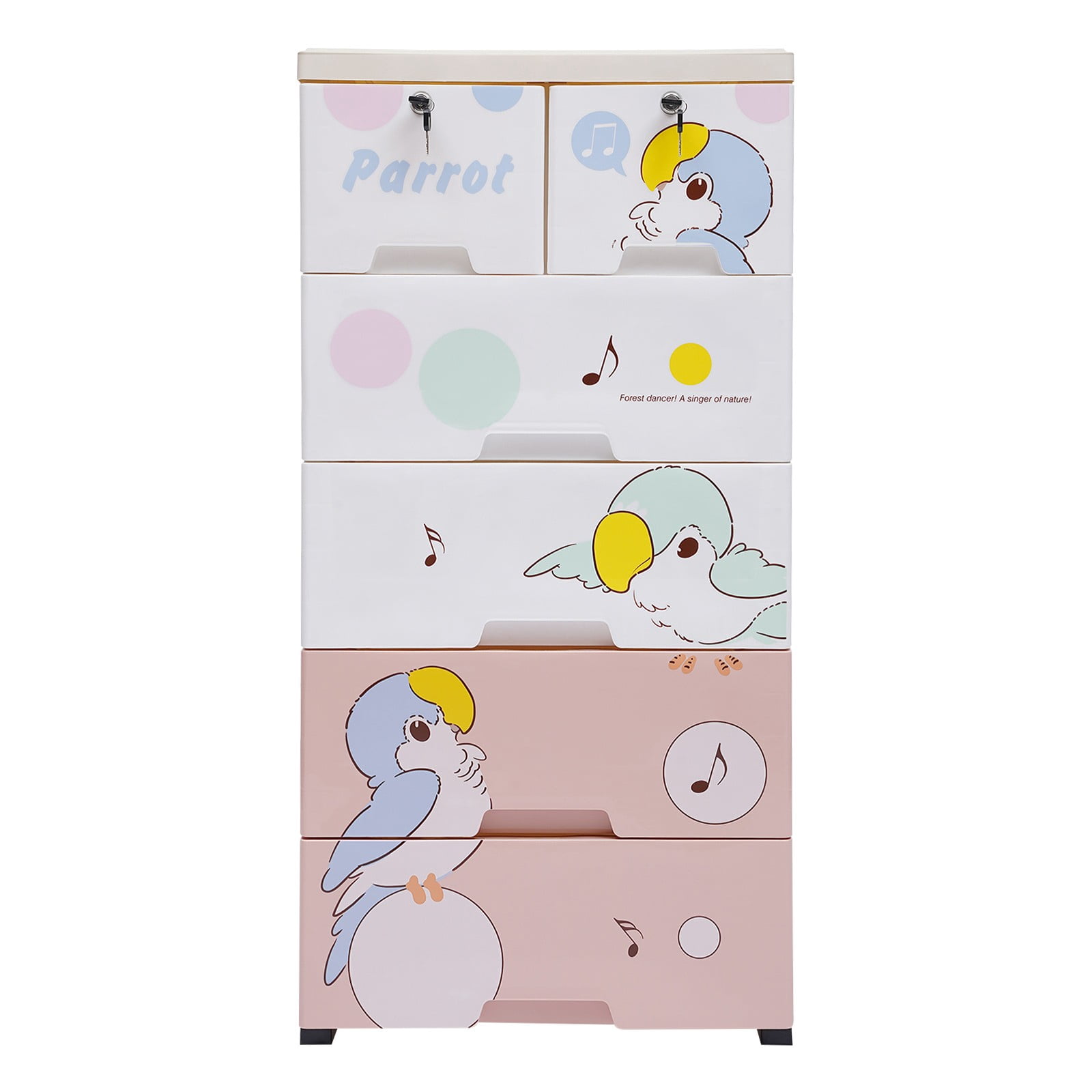6 Drawer Plastic Storage Tower Cabinet with Wheel, 5-Layer Storage ...