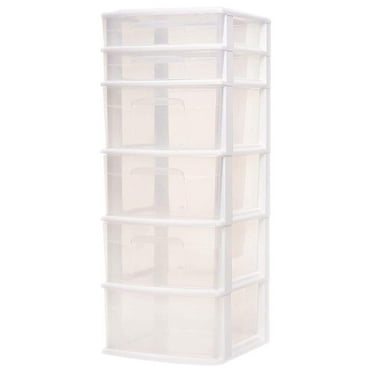 Homz Clear Plastic 3 Drawer Medium Home Storage Tower w/Wheels (2 Pack ...