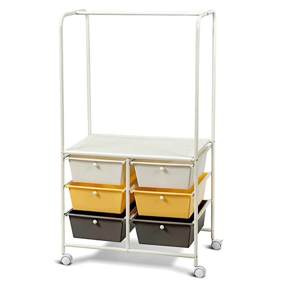 Storage Drawer Carts, Rolling Carts with Lockable Wheels, 6 Plastic ...