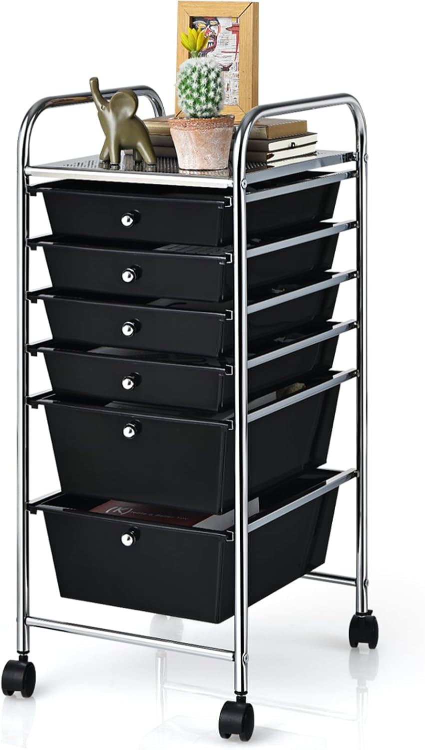 6 Drawer Rolling Storage Cart, Art Cart Organizer for Kids, Utility ...
