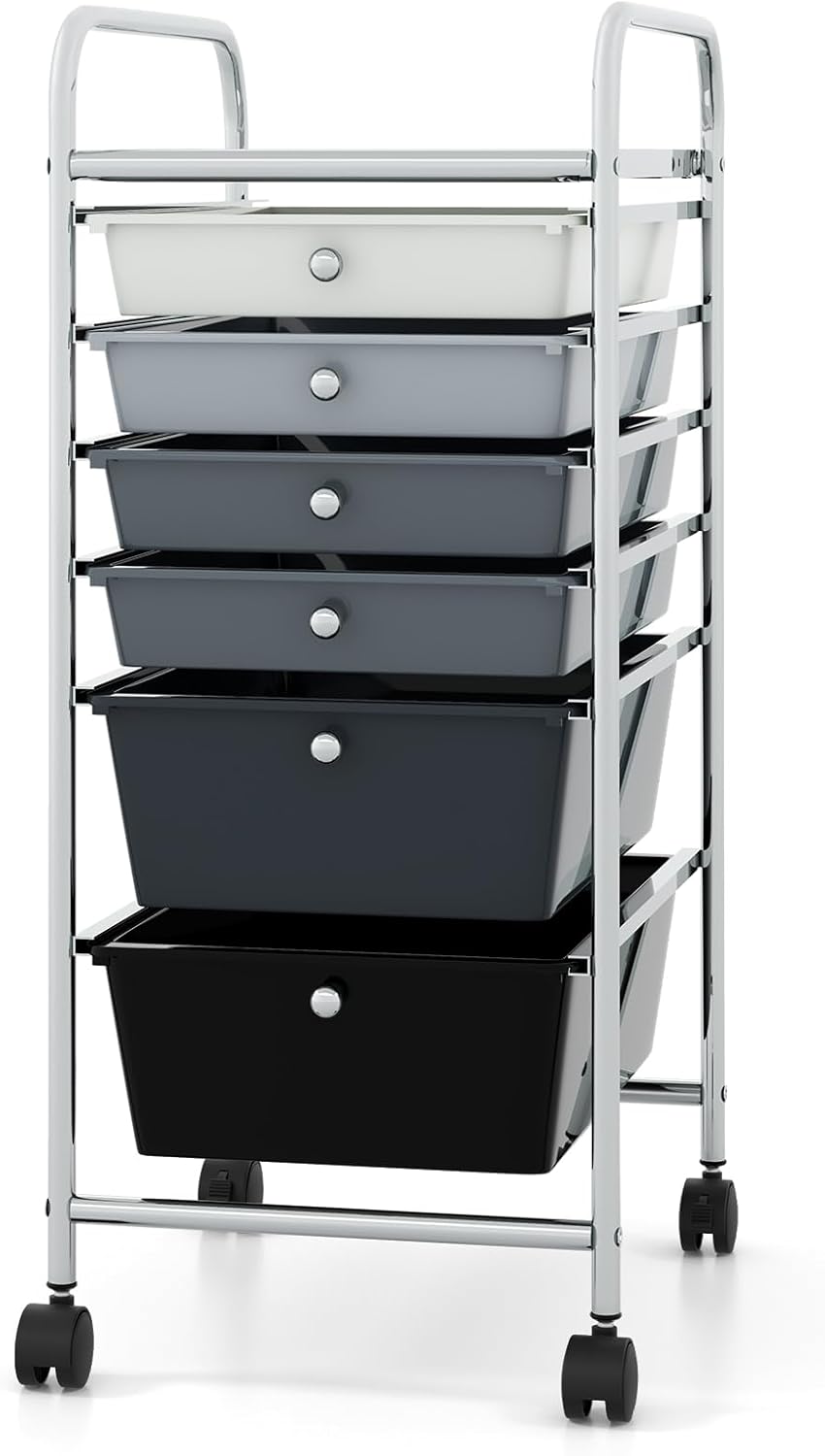 6 Drawer Rolling Storage Cart, Art Cart Organizer for Kids, Utility ...