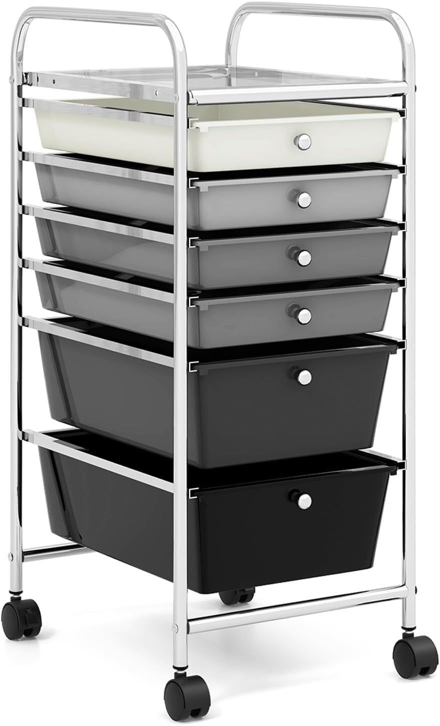 6 Drawer Rolling Storage Cart, Craft Cart with Wheels and Drawers, Art ...