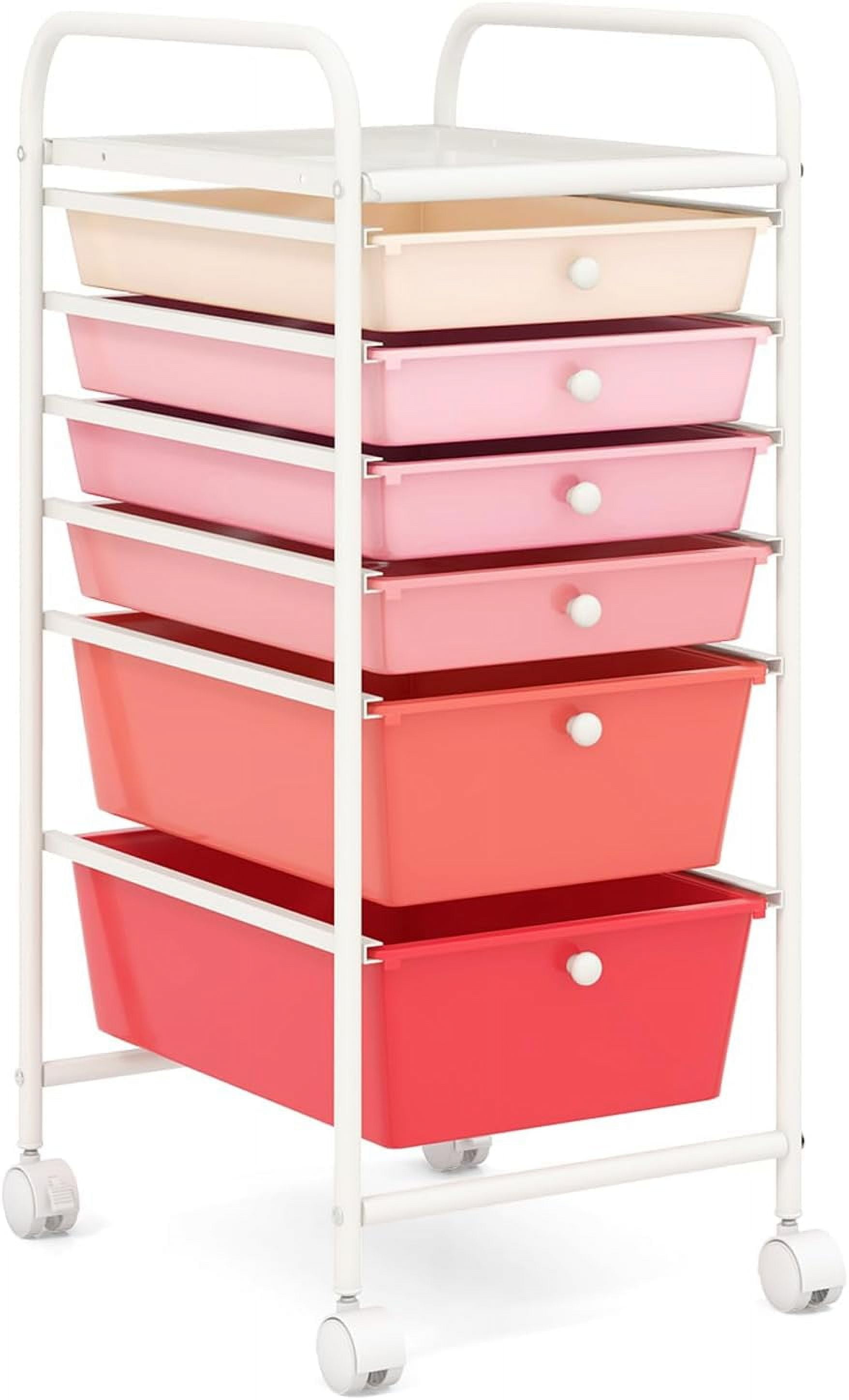 6 Drawer Rolling Storage Cart, Craft Cart with Wheels and Drawers, Art ...