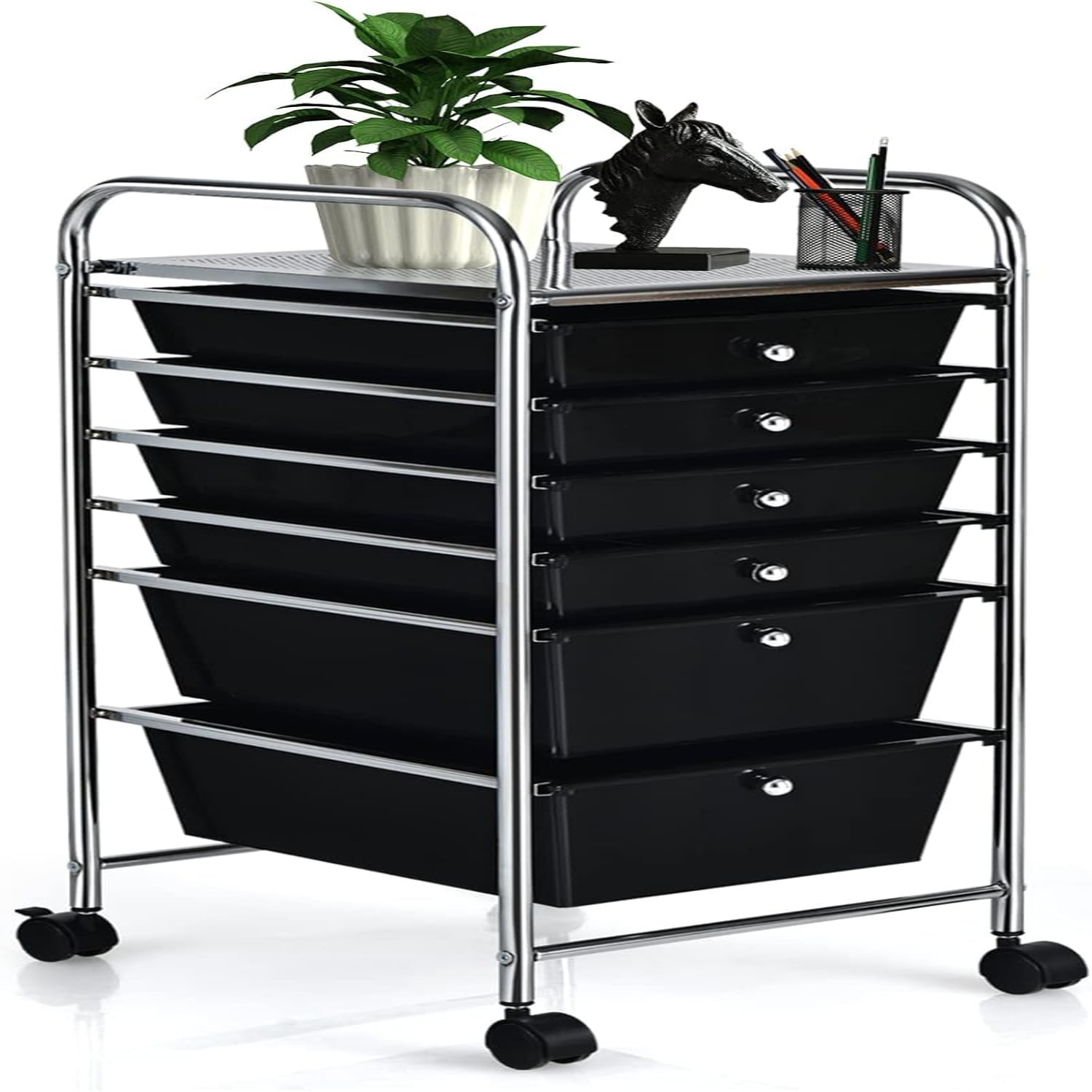 6 Drawer Rolling Storage Cart Craft Cart with Wheels and Drawers Art ...