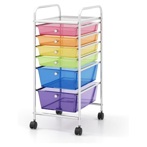 6-Drawer Rolling Storage Cart - Mobile Organizer Cart w/Wheels for ...