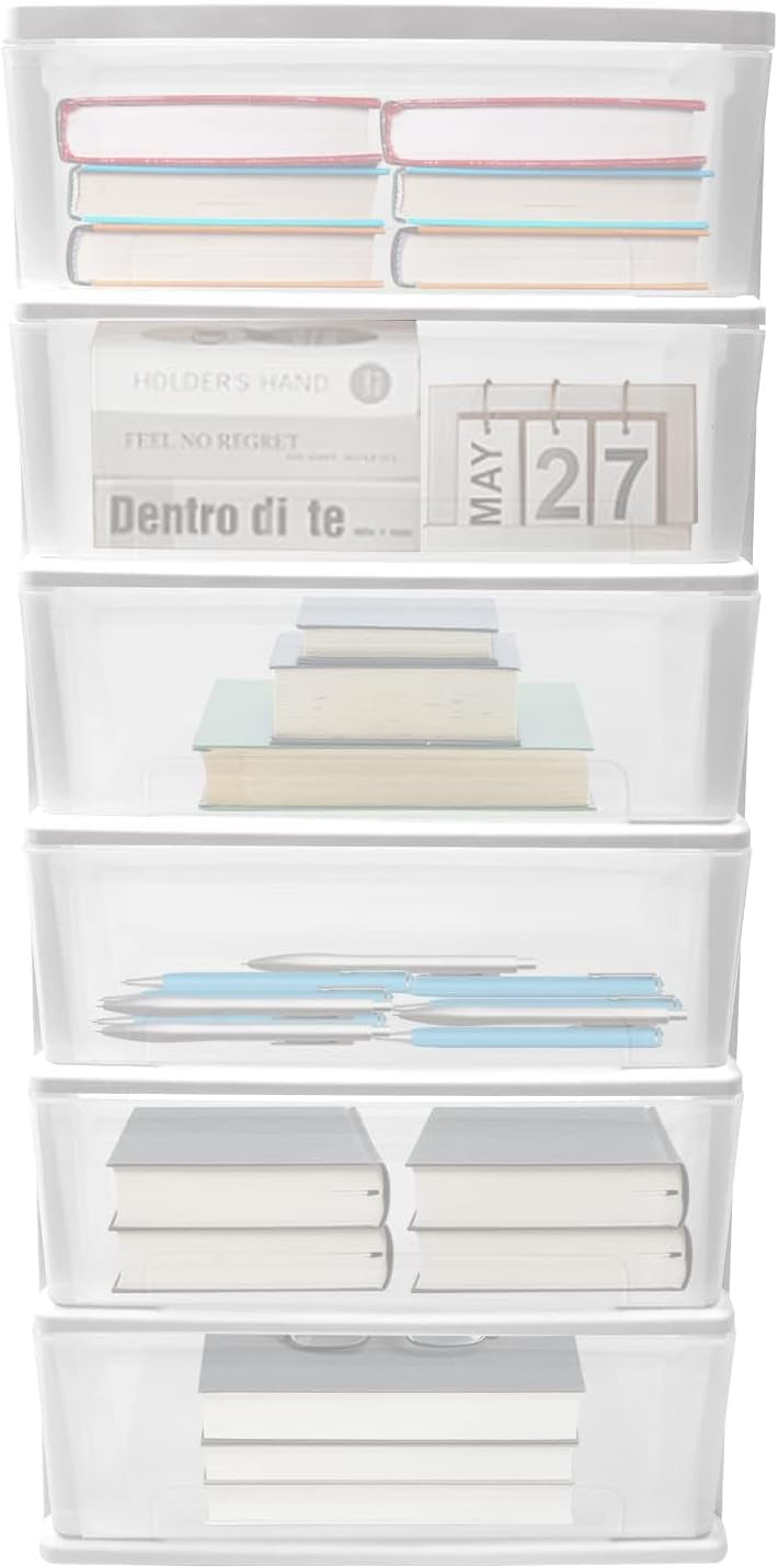 6-Drawer Rolling Storage Cart, Storage Tower with 4 Wheels, 6-Tier ...