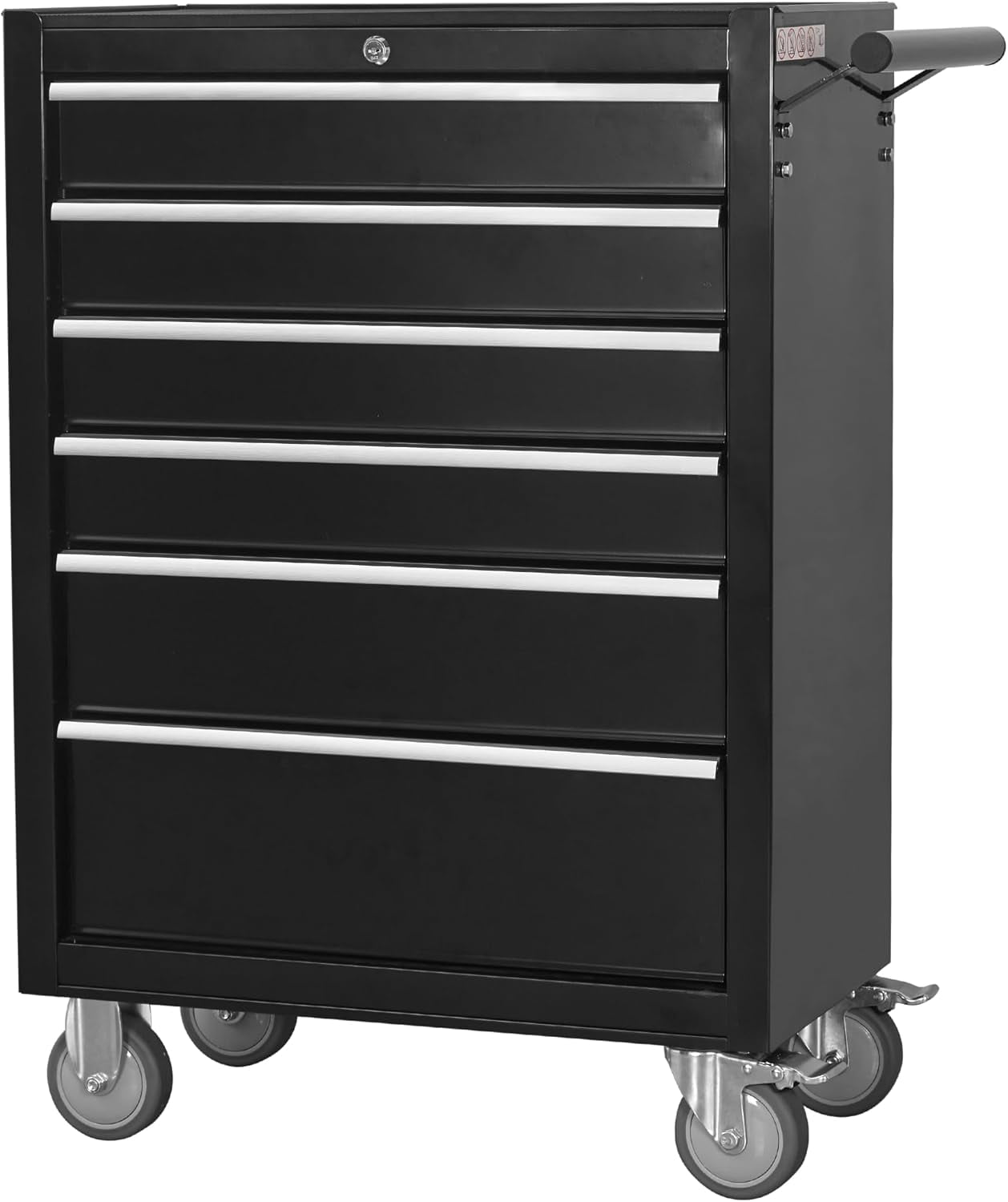 6-Drawer Rolling Tool Chest Cabinet, Large Capacity Metal Tool Box with Wheels and Keyed Locking ...