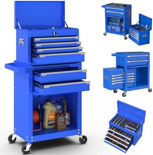 6 Drawer Rolling Tool Chest, Large Capacity Rolling Tool Box, Locking ...