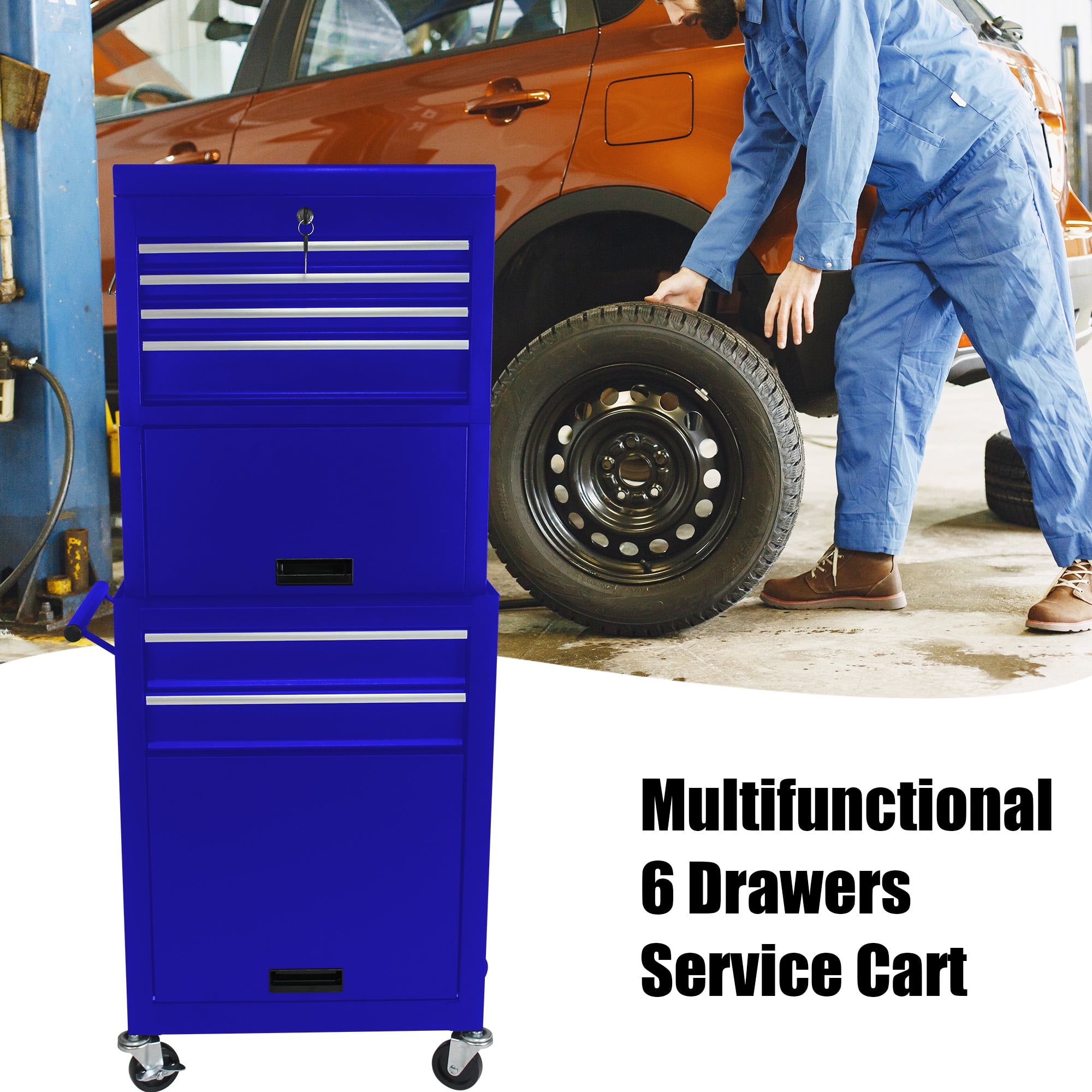 6-Drawer Rolling Tool Chest with Wheels, High Capacity Tool Box with ...