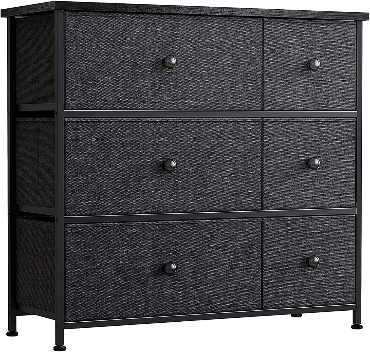 6 Drawer Steel Frame Wooden Top Minimalist Closet Storage Unit ...