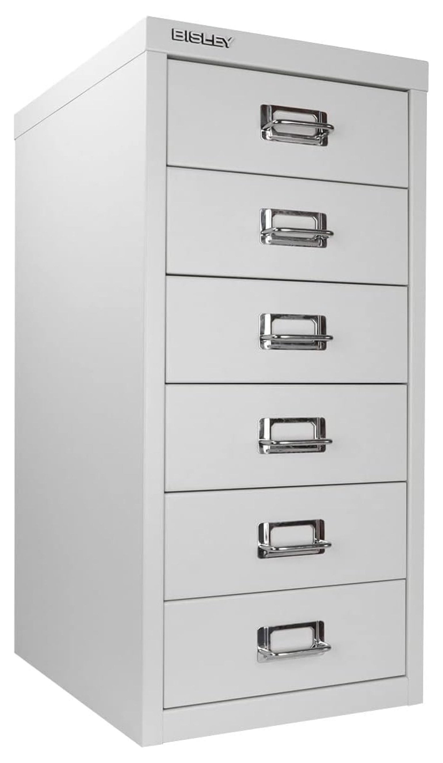6-Drawer Steel MultiDrawer Cabinet - Light Grey, Pull Handles with ...