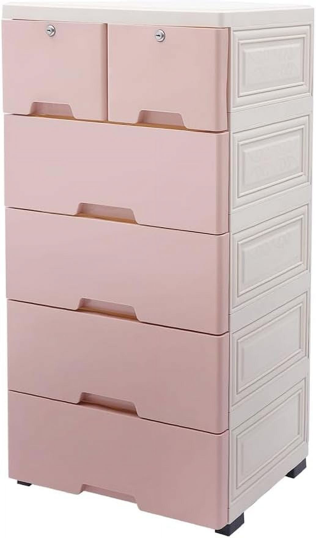 6-Drawer Storage Cabinet with Wheels, Small Dresser Chest with Lockable ...