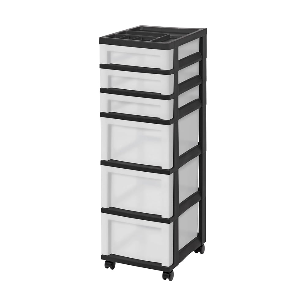 6-Drawer Storage Cart with Organizer Top and Smooth-glide Casters for ...
