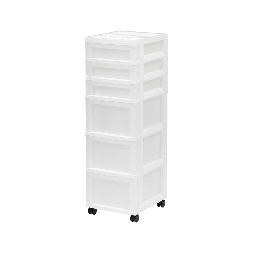 6-Drawer Storage Cart, Rooling Cart with Organizer Top and Smooth-glide ...