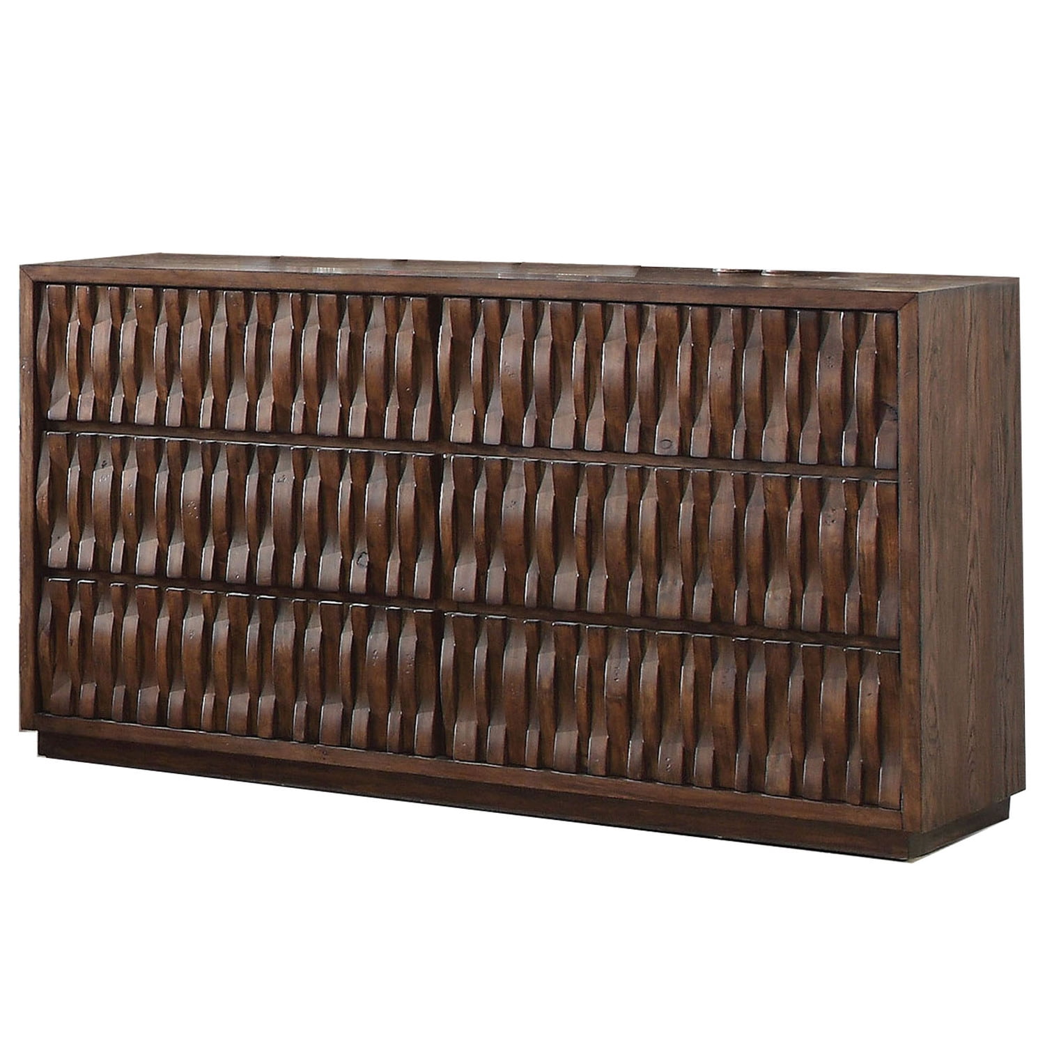 Benjara 6 Drawer Transitional Wooden Dresser with Staggered Front Panel ...