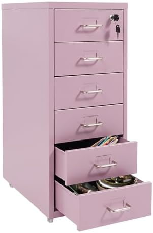 6-Drawer Vertical File Cabinet with Lock, Moveable Office Storage ...