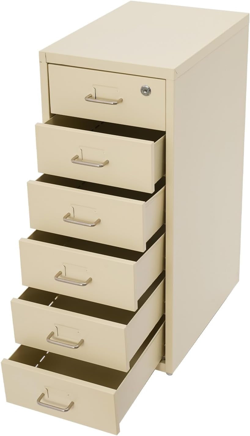 6-Drawer Vertical File Cabinet with Lock, Moveable Office Storage ...