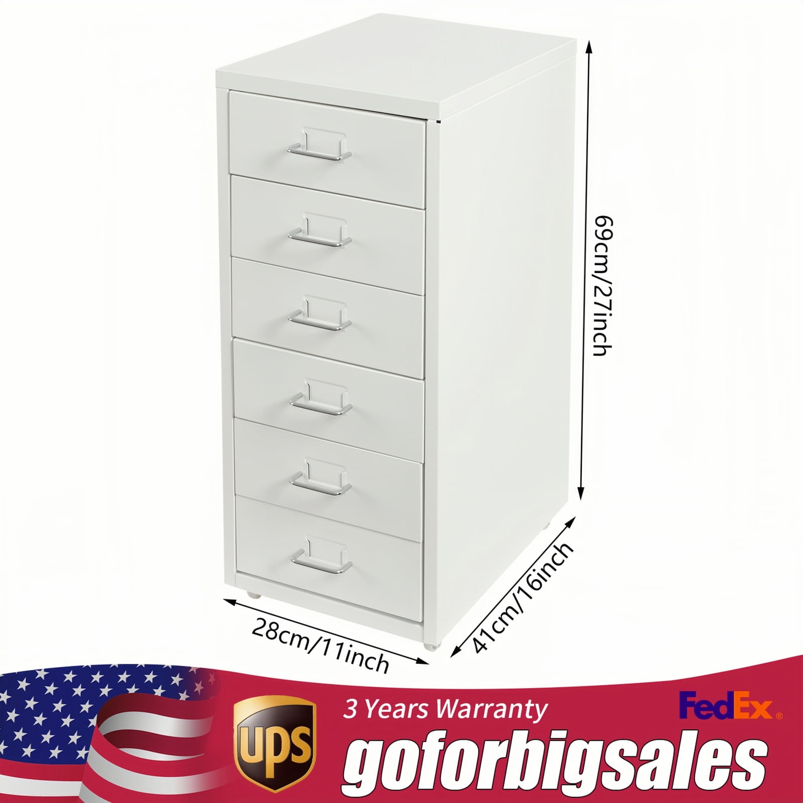 6-Drawer Vertical File Cabinet - Metal Storage with Lockable Drawers ...