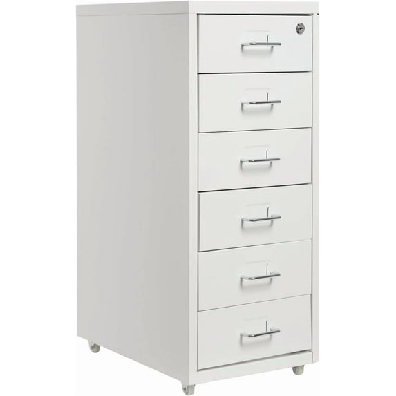 6 Drawer Vertical File Cabinet, Small Rolling Filing Cabinet for Home ...