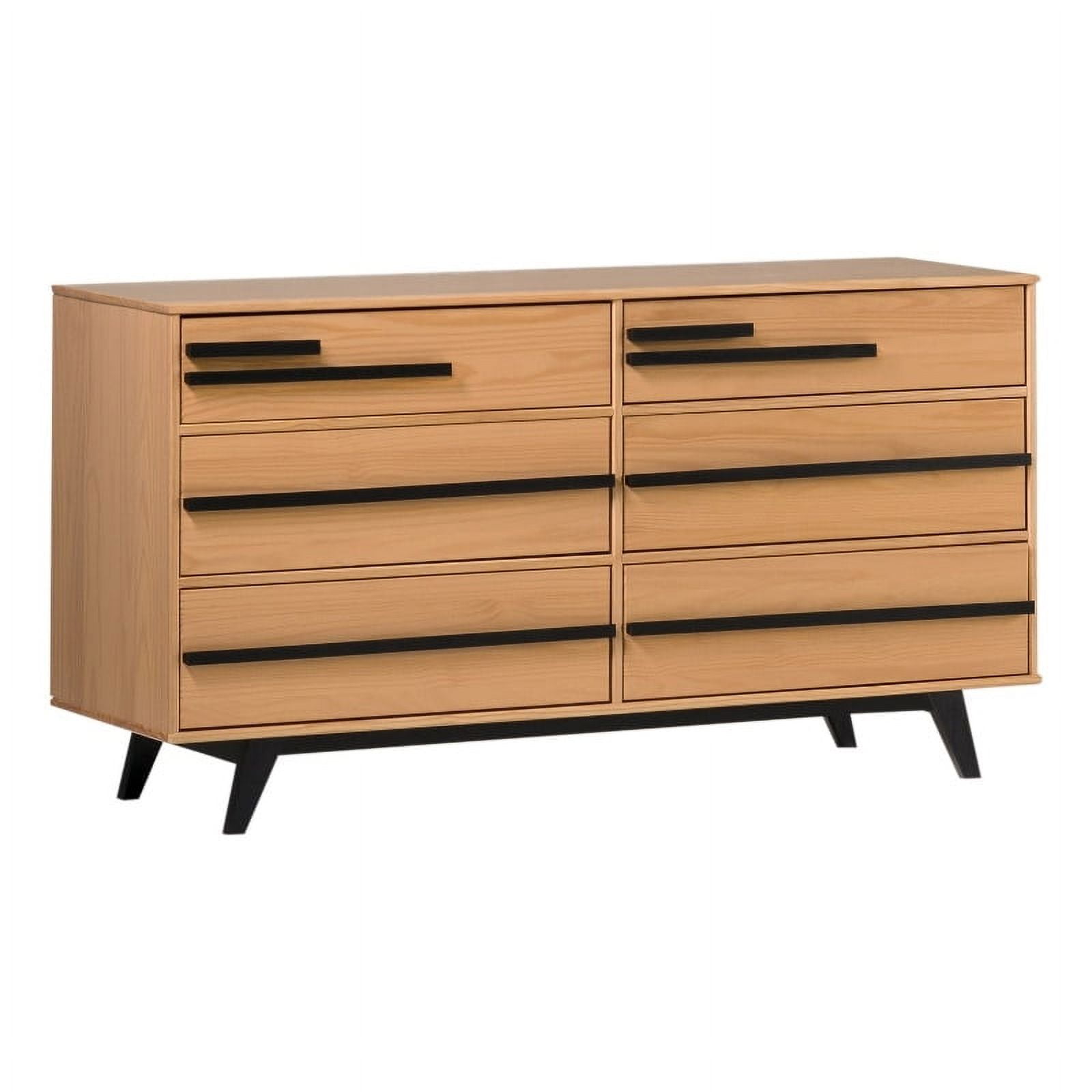 6-Drawer Wood Modern Dresser - Natural Pine Varnish - Walmart.com