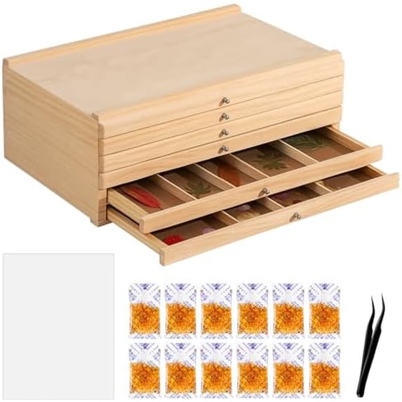 6 Drawer Wooden Pressed Flower Storage Box Set Artist Supply Storage ...