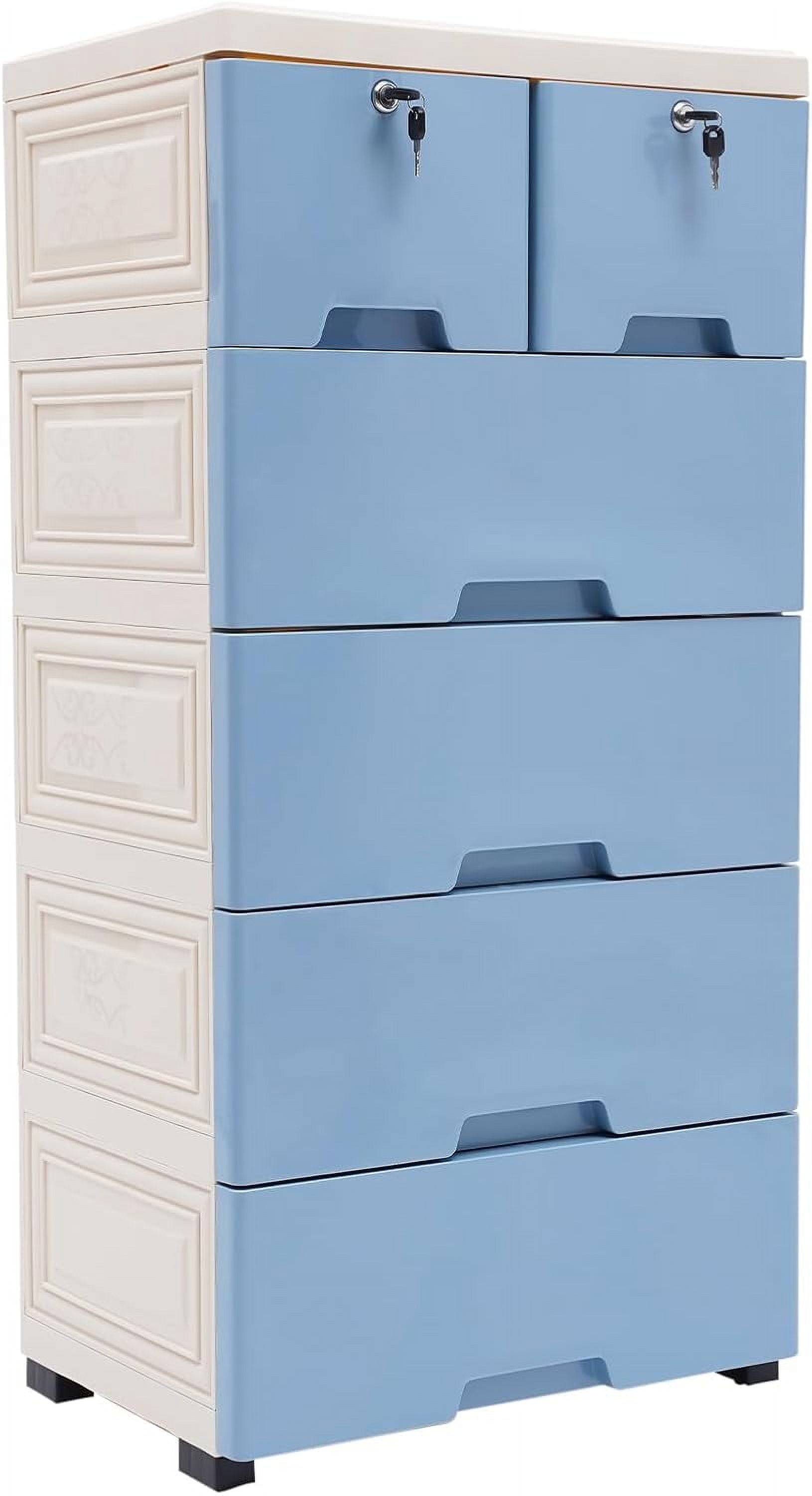 6 Drawers Closet Dresser Organizer Storage, Plastic Cabinet Dresser W ...
