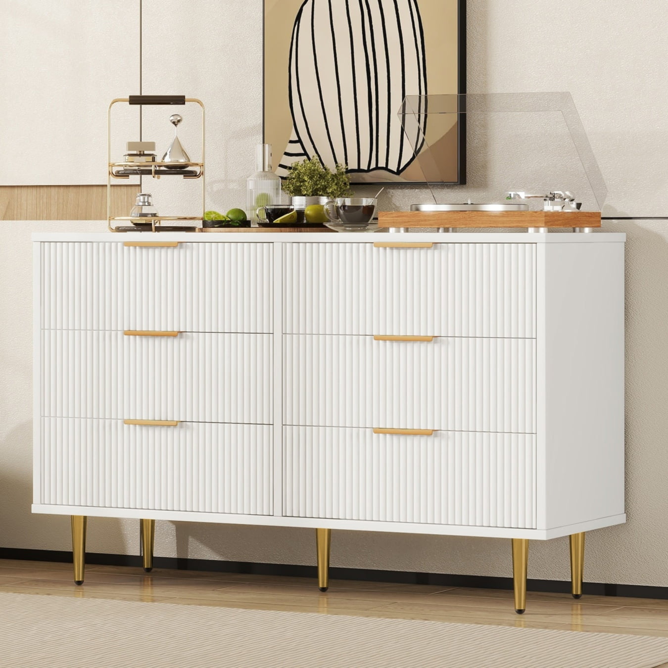 Storage Cabinet with Metal Leg and Handle, Storage Dresser Cabinet with ...