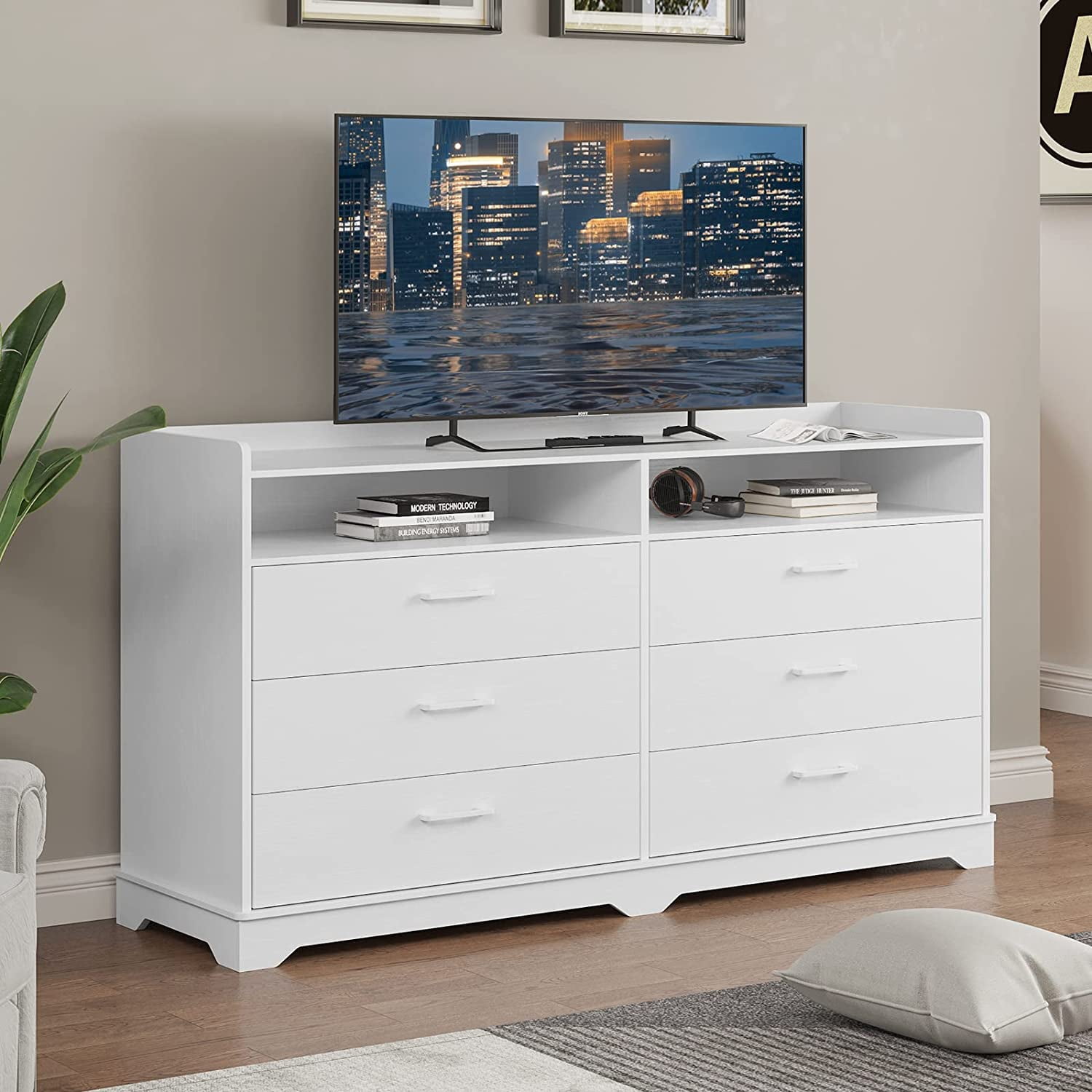 Wide 6-Drawer Dresser Storage Organizer, Modern Chest for Bedroom ...