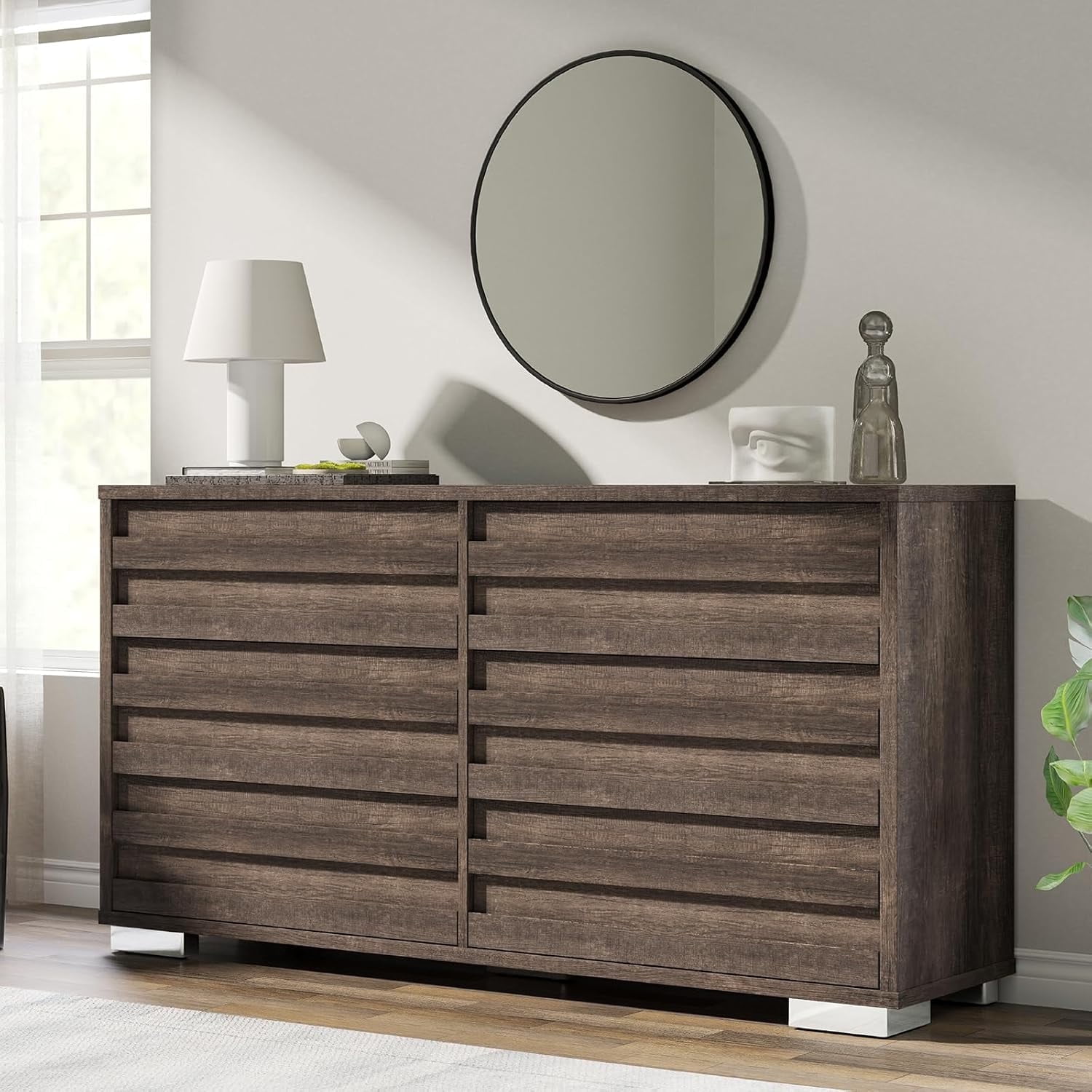 Merluxy 6 Drawers Dresser for Bedroom, 54" Wide Chest of Drawers with ...