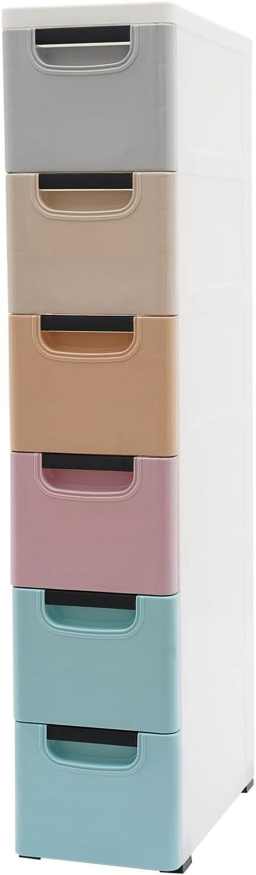 6 Drawers Narrow Slim Plastic Storage Cabinet,Storage Drawer with ...