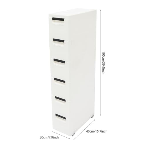 6 Drawers Narrow Storage Cabinet, Stackable Plastic Storage Tower Slim ...